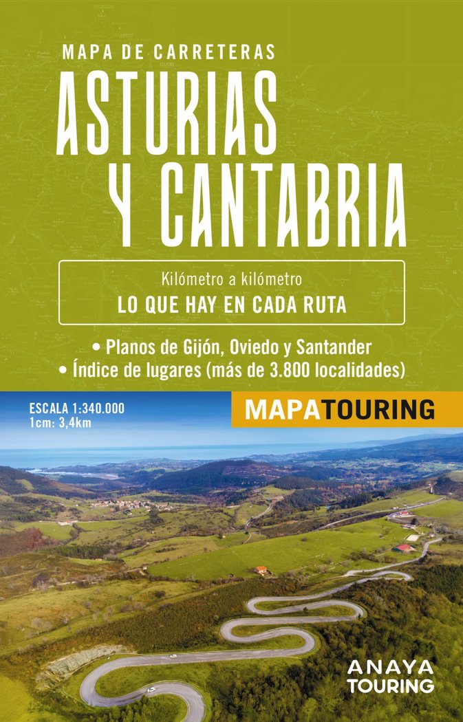 Mapa de carreteras Asturias y Cantabria (desplegable), escala 1:340.000 ...